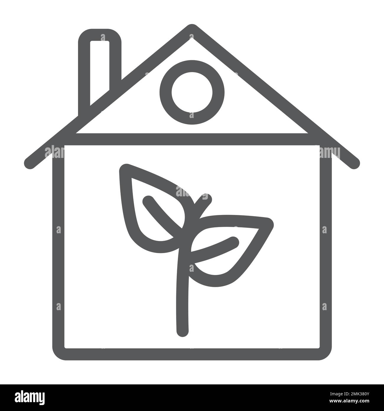 Eco house line icon, architecture and building, ecology home sign ...