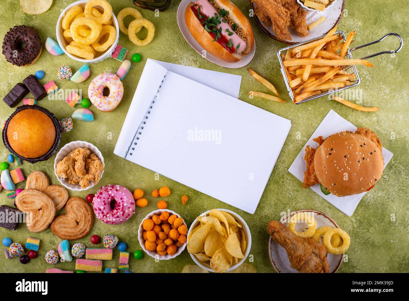 Assortment of various unhealthy junk food Stock Photo - Alamy