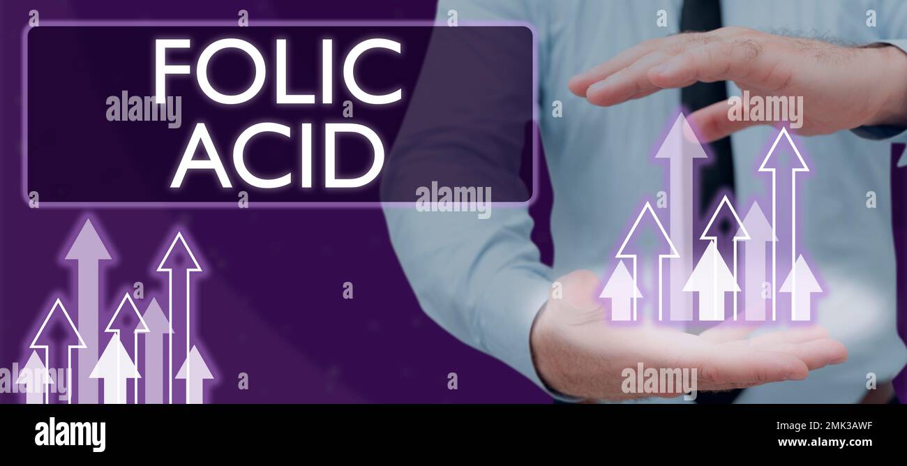 Text sign showing Folic Acid. Business overview Vitamin required for ...