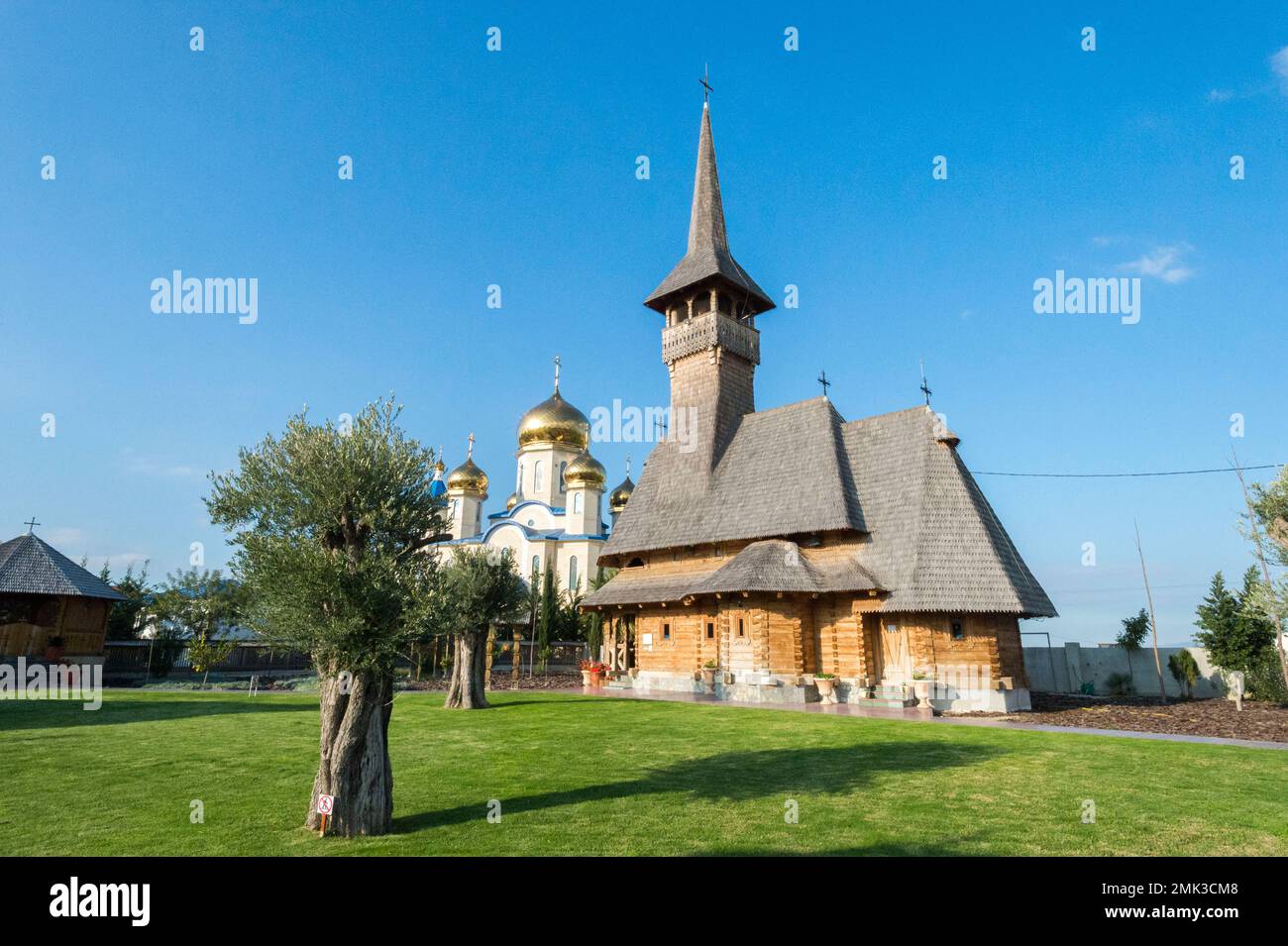 The wooden church tower of the Romanian Orthodox parish in Episkopeio ...