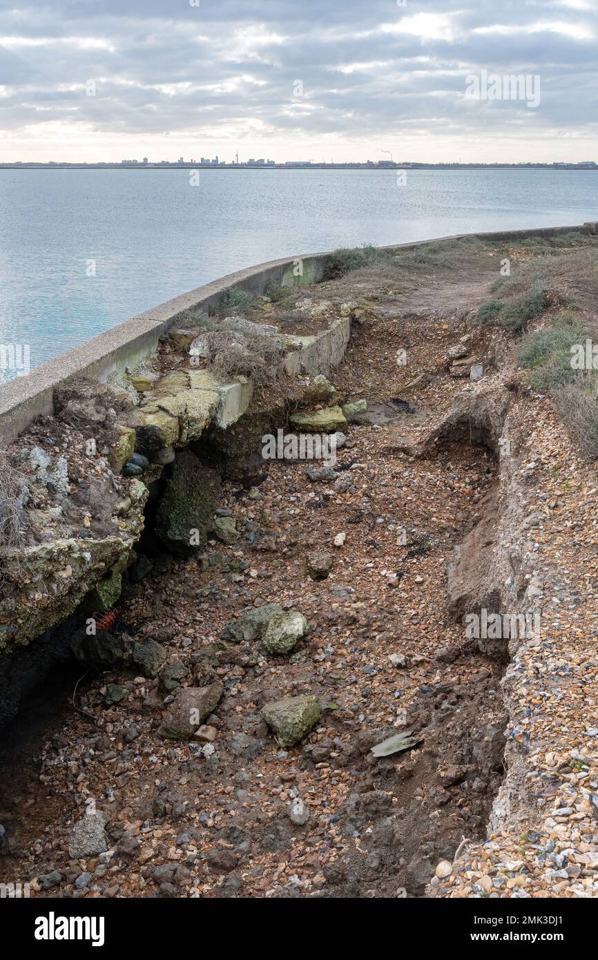Coastal erosion caused a breach in the seawall in 2020 and loss of the ...