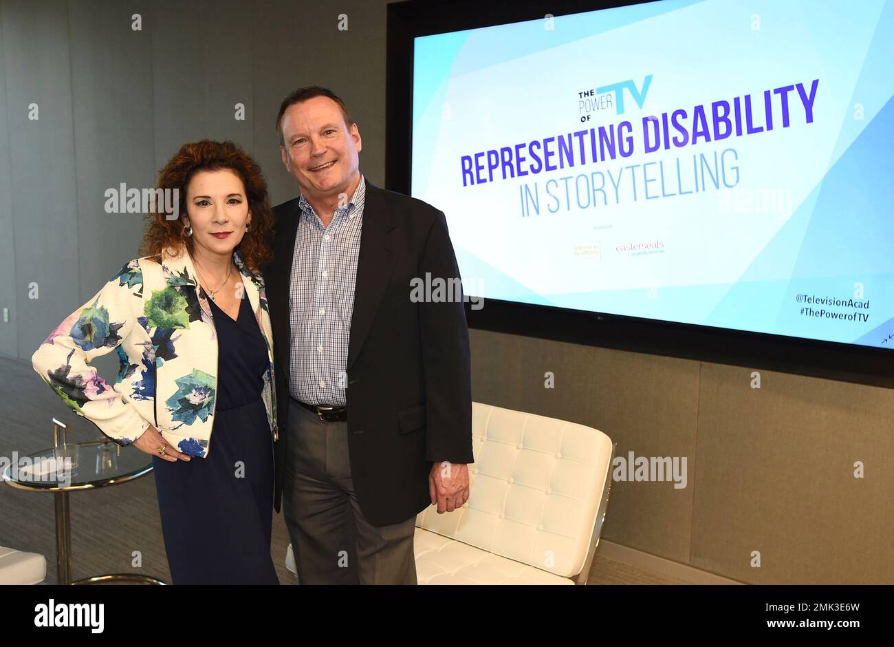 Madeline Di Nonno, Chair Television Academy Foundation, left, and Mark ...