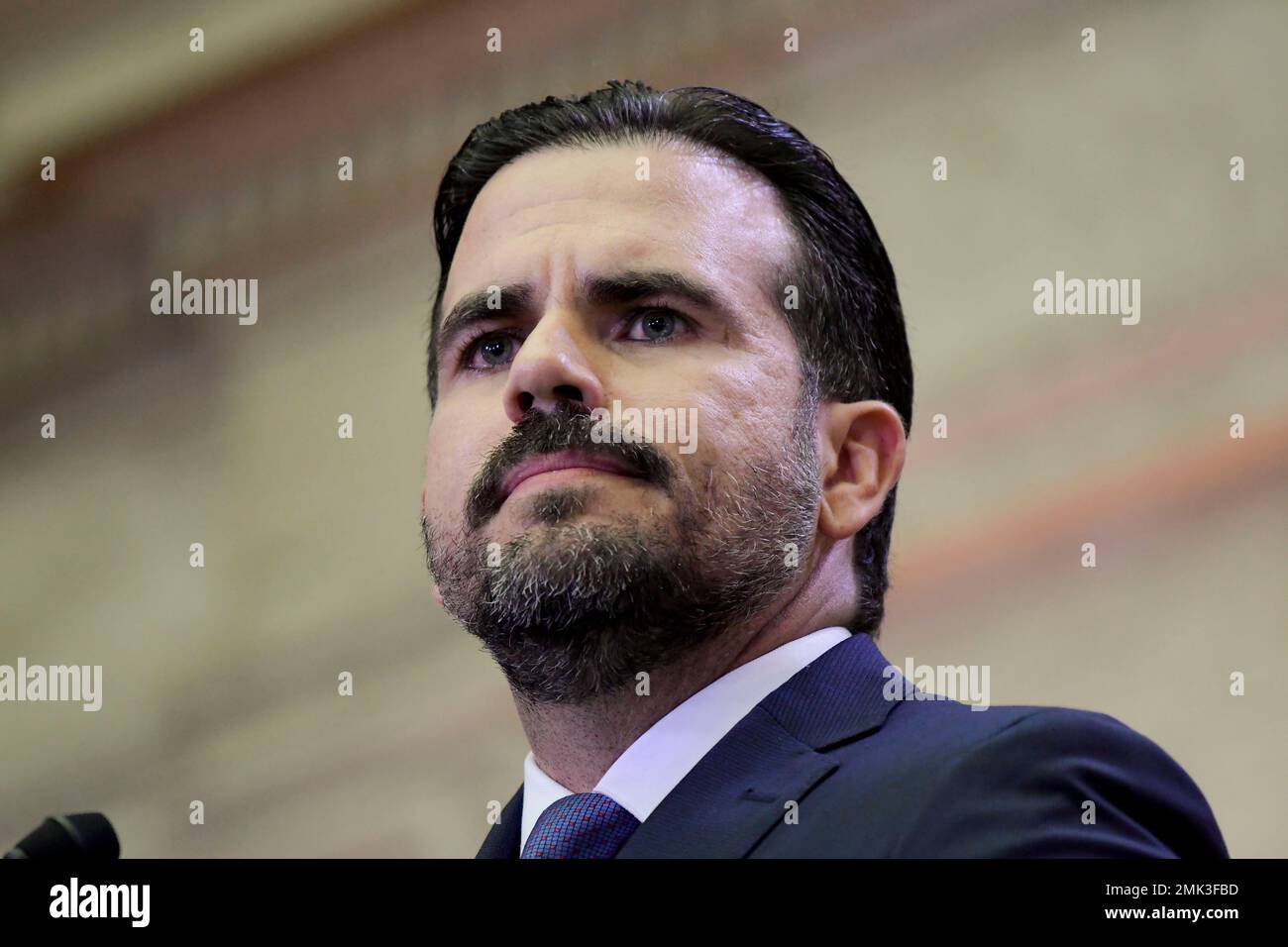 Puerto Rico's Gov. Ricardo Rossello looks out at lawmakers as he ...