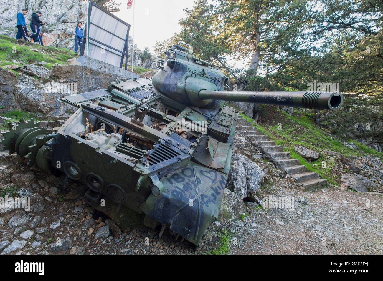 This American M48 tank of the Turkish Army hit a mine on 2 August 1974 ...