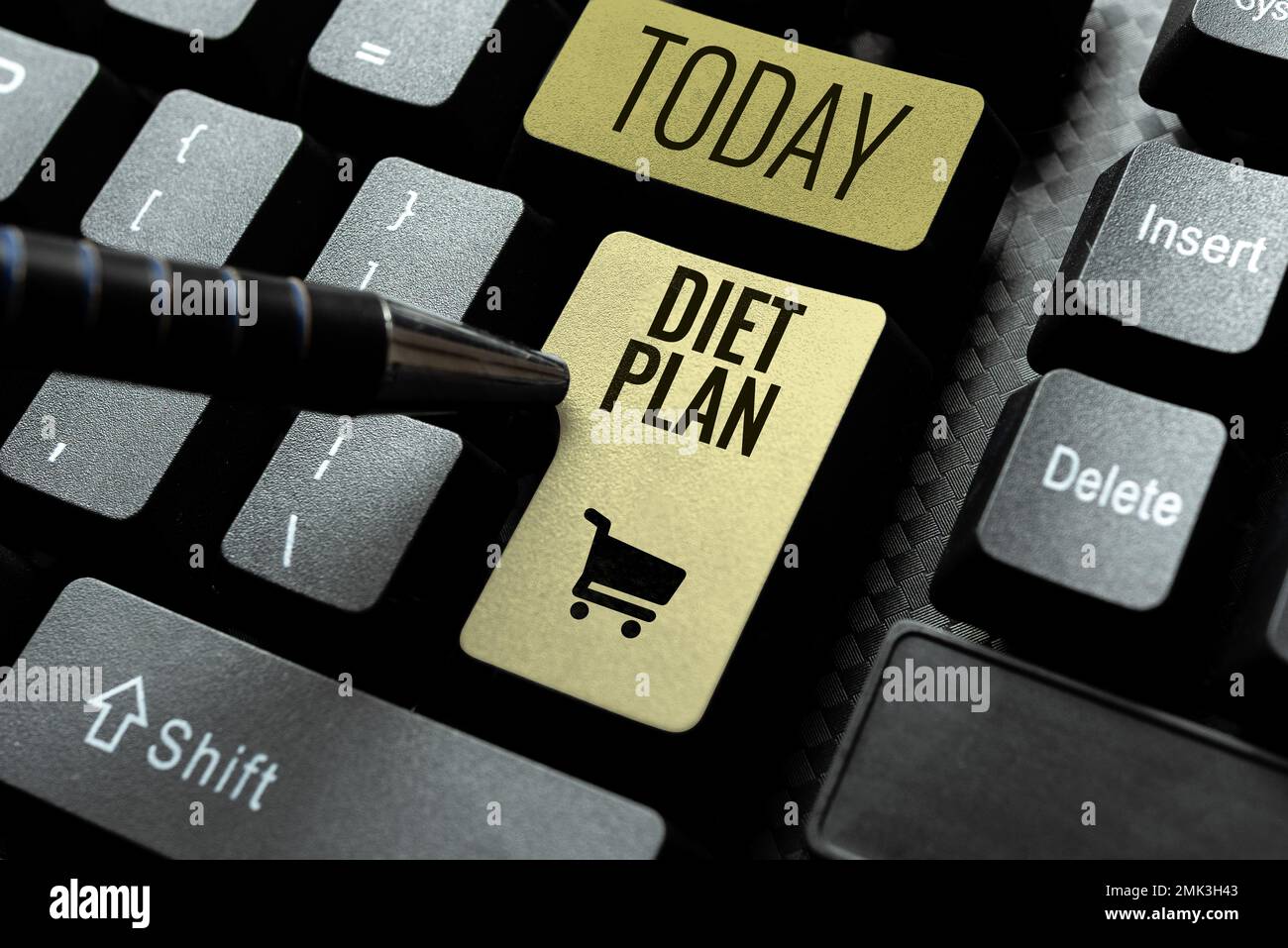 Sign displaying Diet Plan. Business approach Use of specific intake of ...