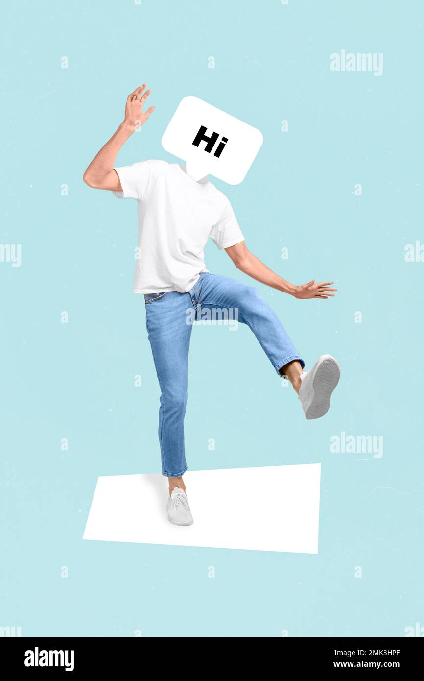 Creative photo 3d collage artwork poster postcard of weird crazy man hi ...