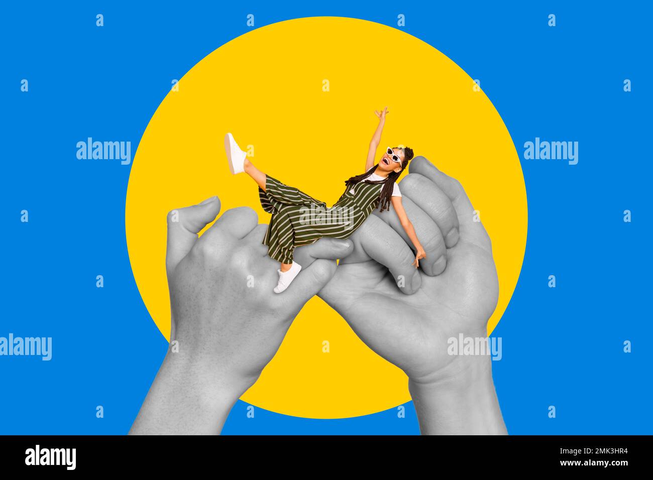 Creative photo 3d collage artwork poster postcard of charming lady sit ...