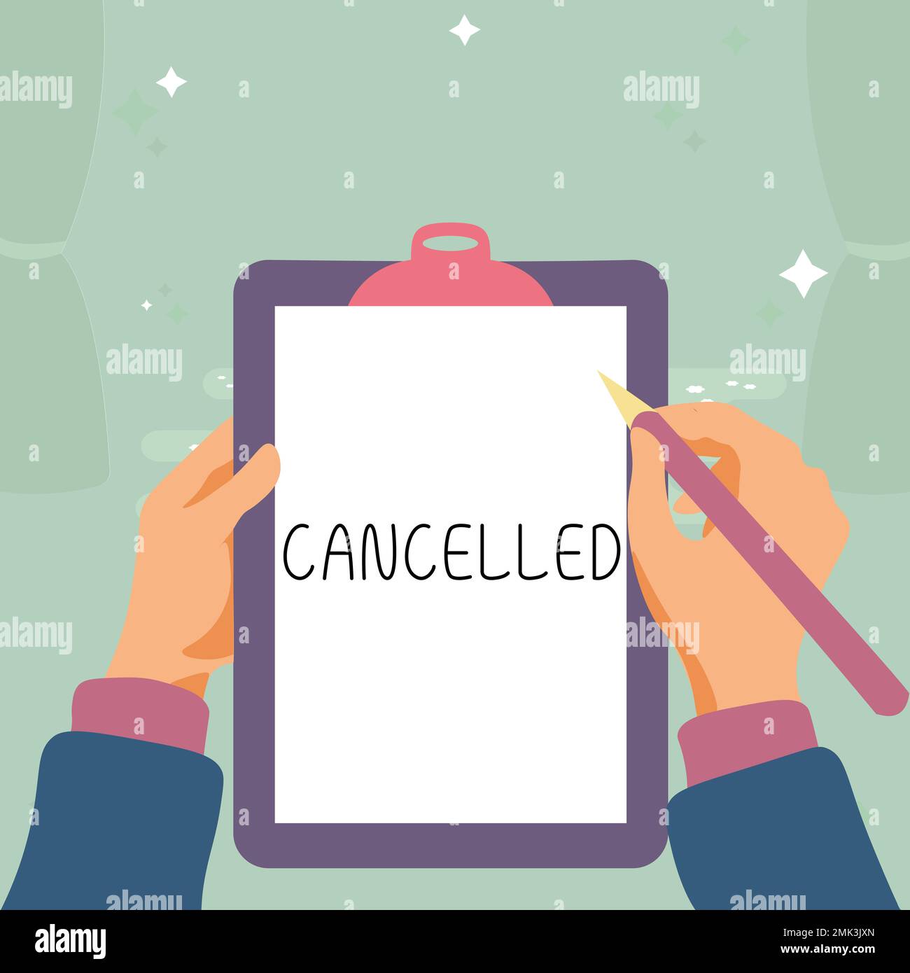 Hand writing sign Cancelled. Business idea decide or announce that ...