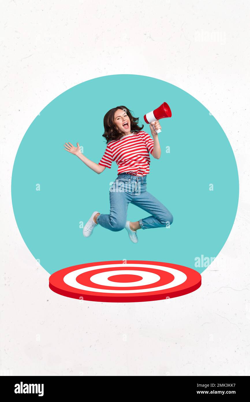 Creative collage 3d artwork photo of youngster activist woman against ...