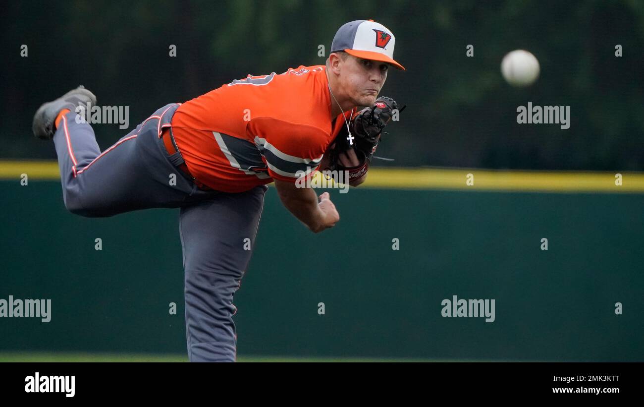 UTRGV pitcher Nick Hollas throws during an NCAA college baseball game ...