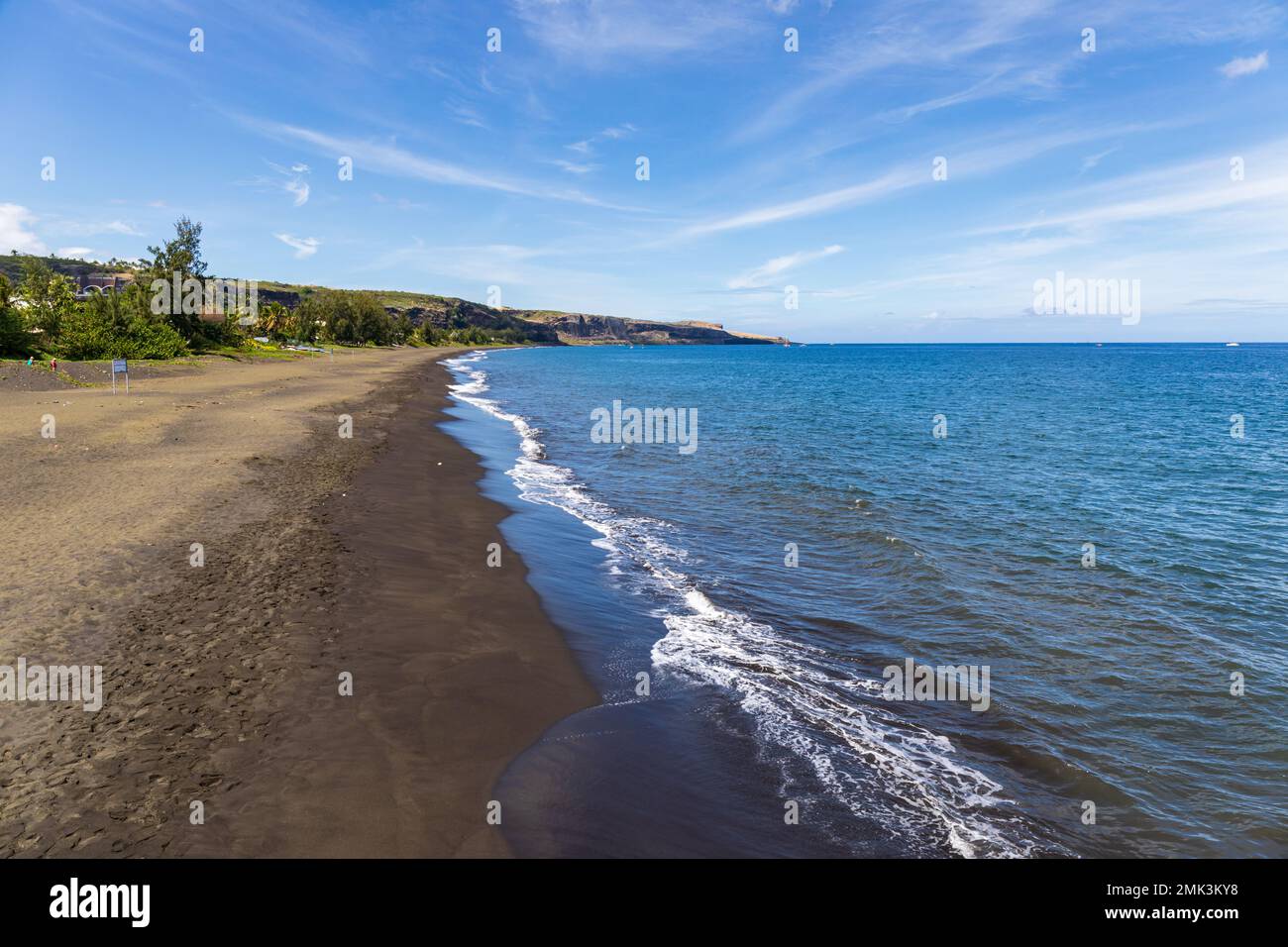 Reunion Island, Saint-Paul black sand beach Stock Photo - Alamy