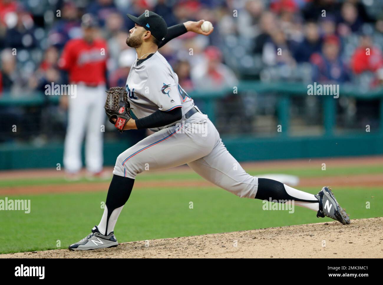 Miami Marlins starting pitcher Pablo Lopez delivers in the sixth inning ...