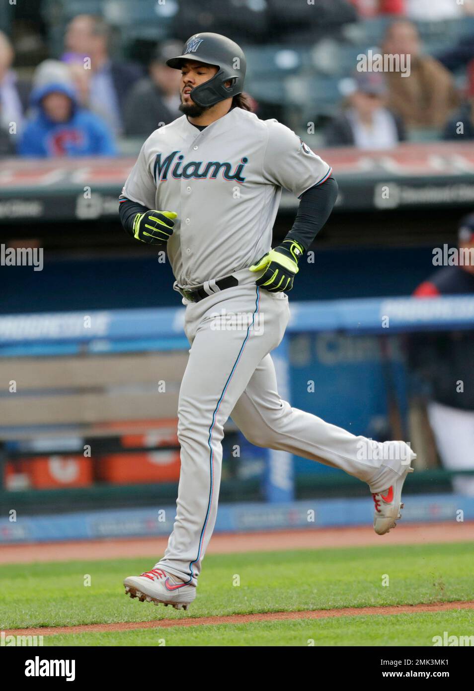 Miami Marlins' Jorge Alfaro runs the bases after hitting a solo home ...