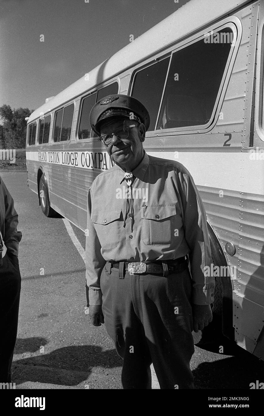 Bus driver, Wyoming, U.S.A,, 1972 Stock Photo - Alamy