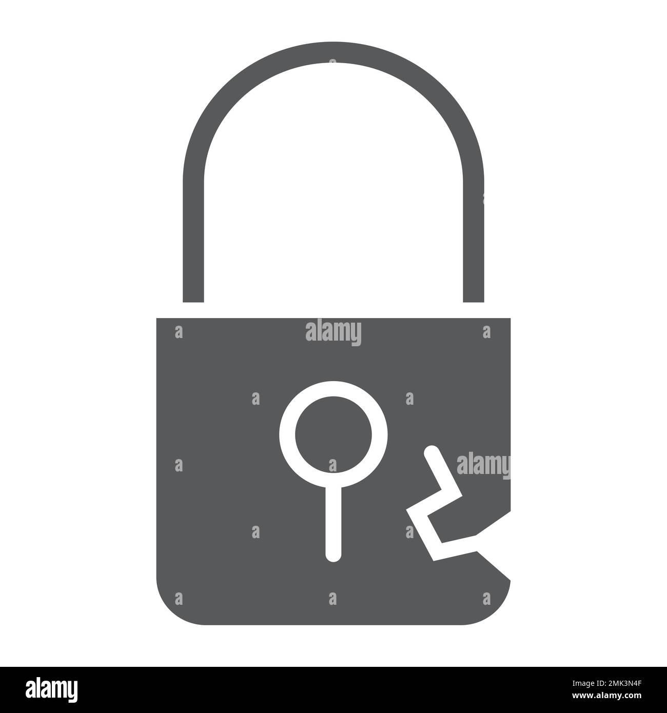 Lock breach glyph icon, privacy and protect, padlock sign, vector ...