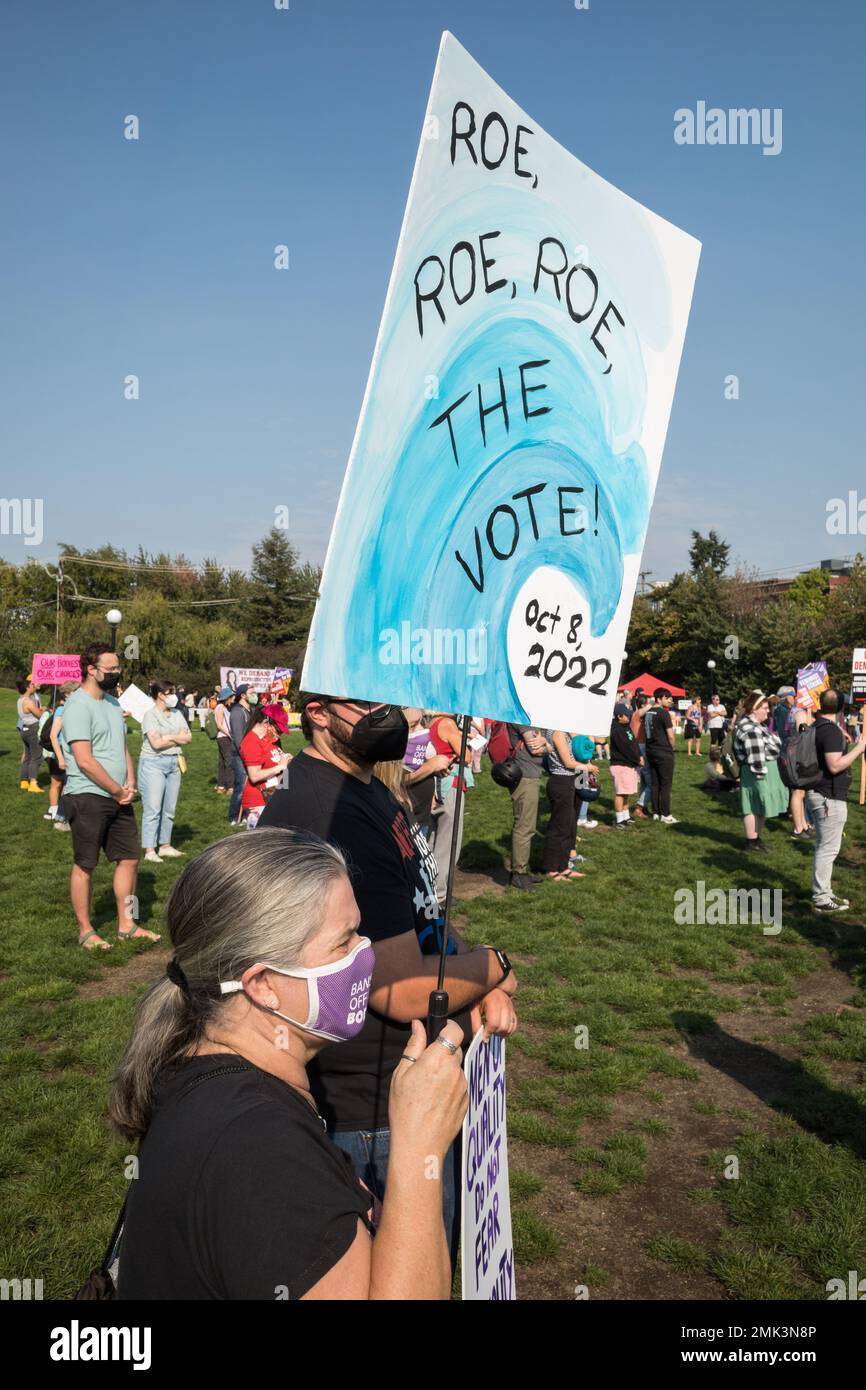 Seattle, USA. 8th Oct, 2022. The Rally to Defend Abortion Rights march ...