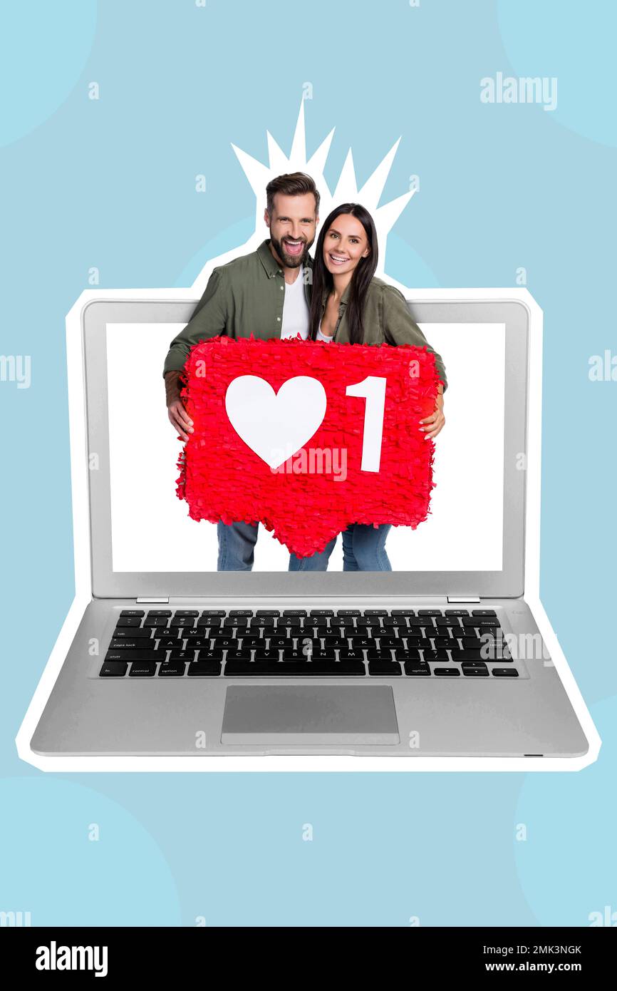 Vertical composite collage of students couple together excited inside ...