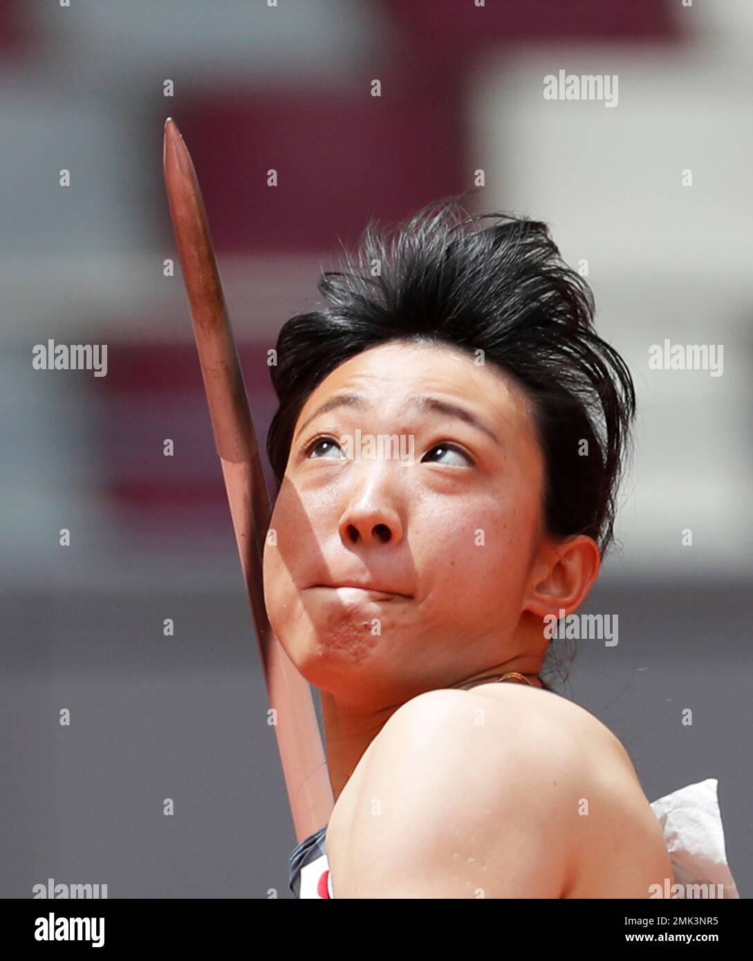 Japan's Yuki Yamasaki competes in the women's heptathlon javelin throw ...