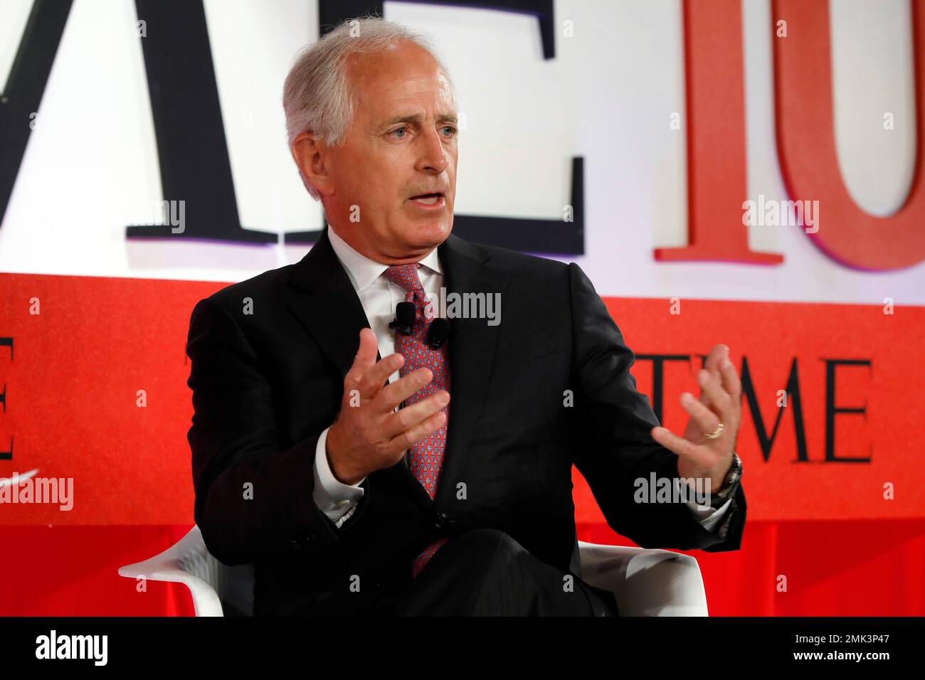 Former U.S. Senator Bob Corker speaks during the TIME 100 Summit in New ...