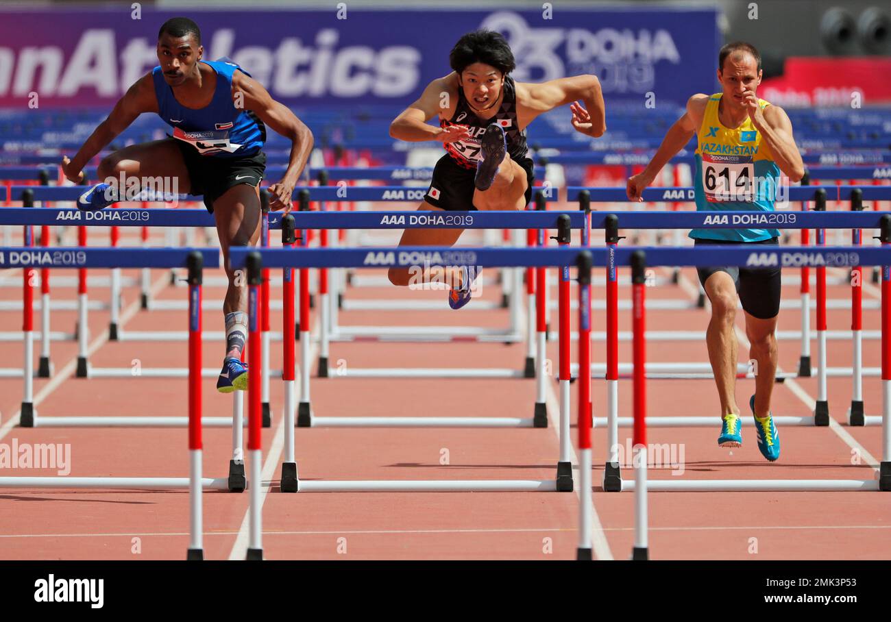 Kuwait's Yaqoub Alyouha, left, Japan's Taio Kanai, center, and ...