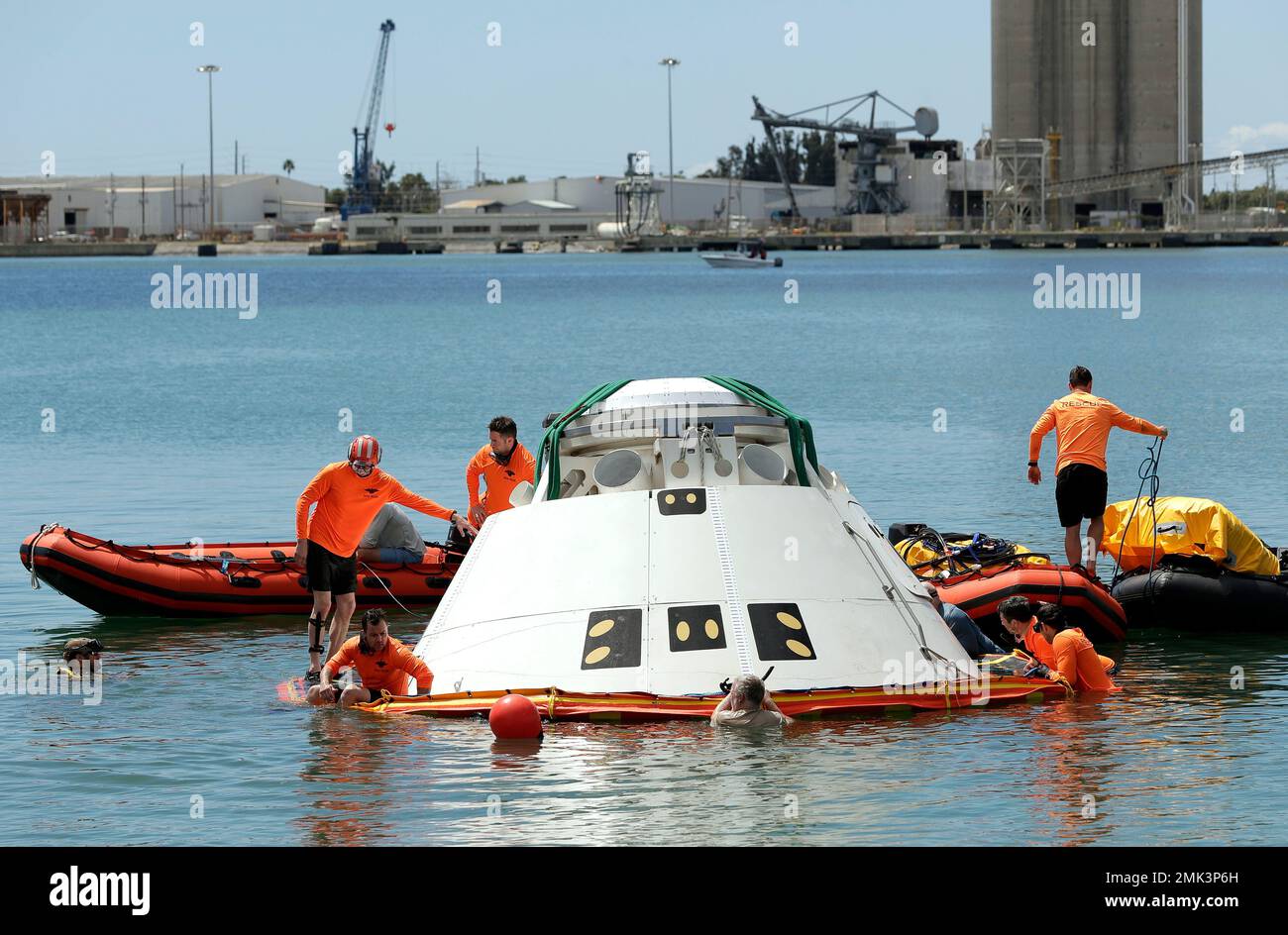Rescue personnel from the Human Space Flight Support division perform a ...