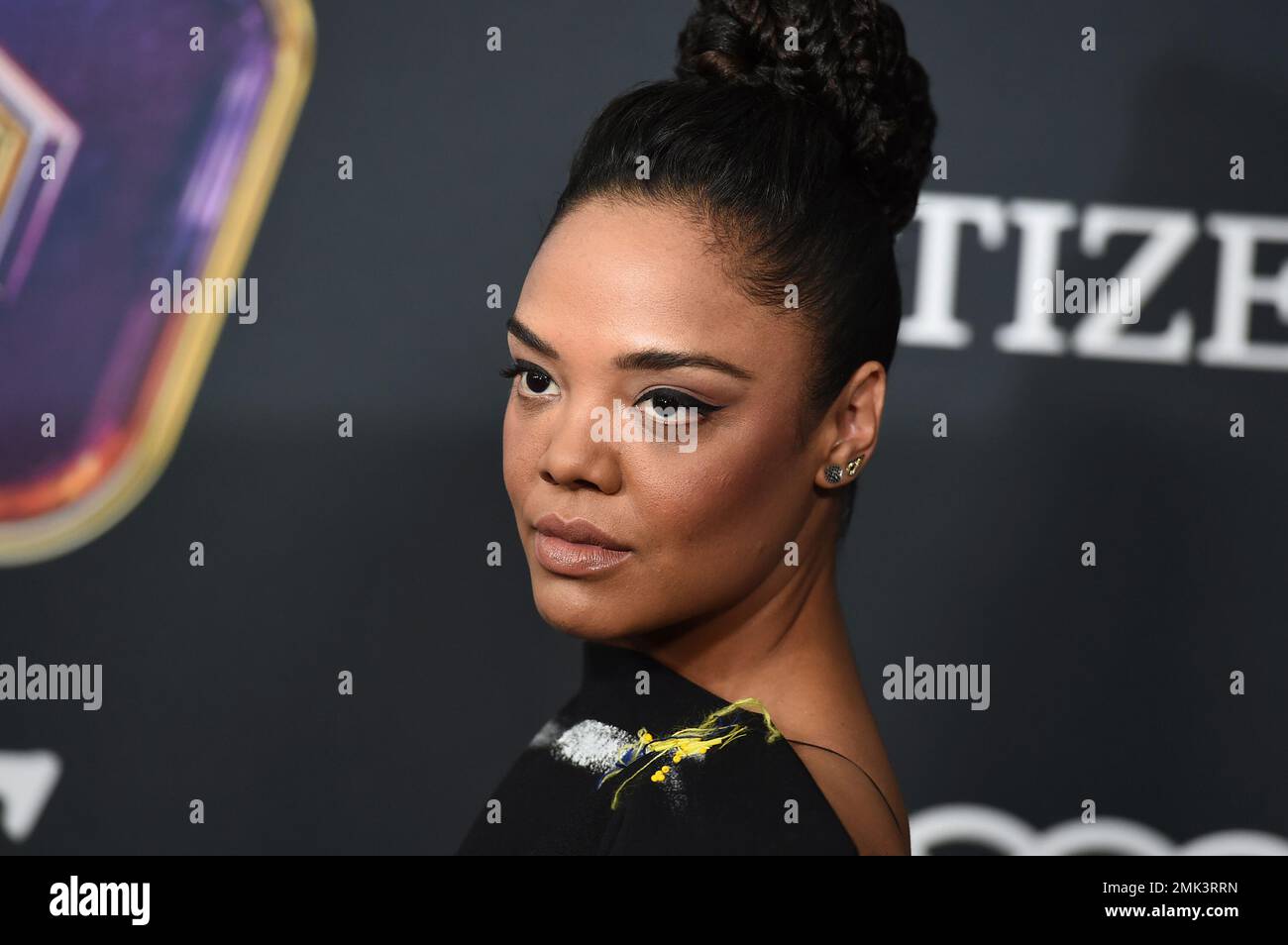 Tessa Thompson arrives at the premiere of "Avengers: Endgame" at the ...