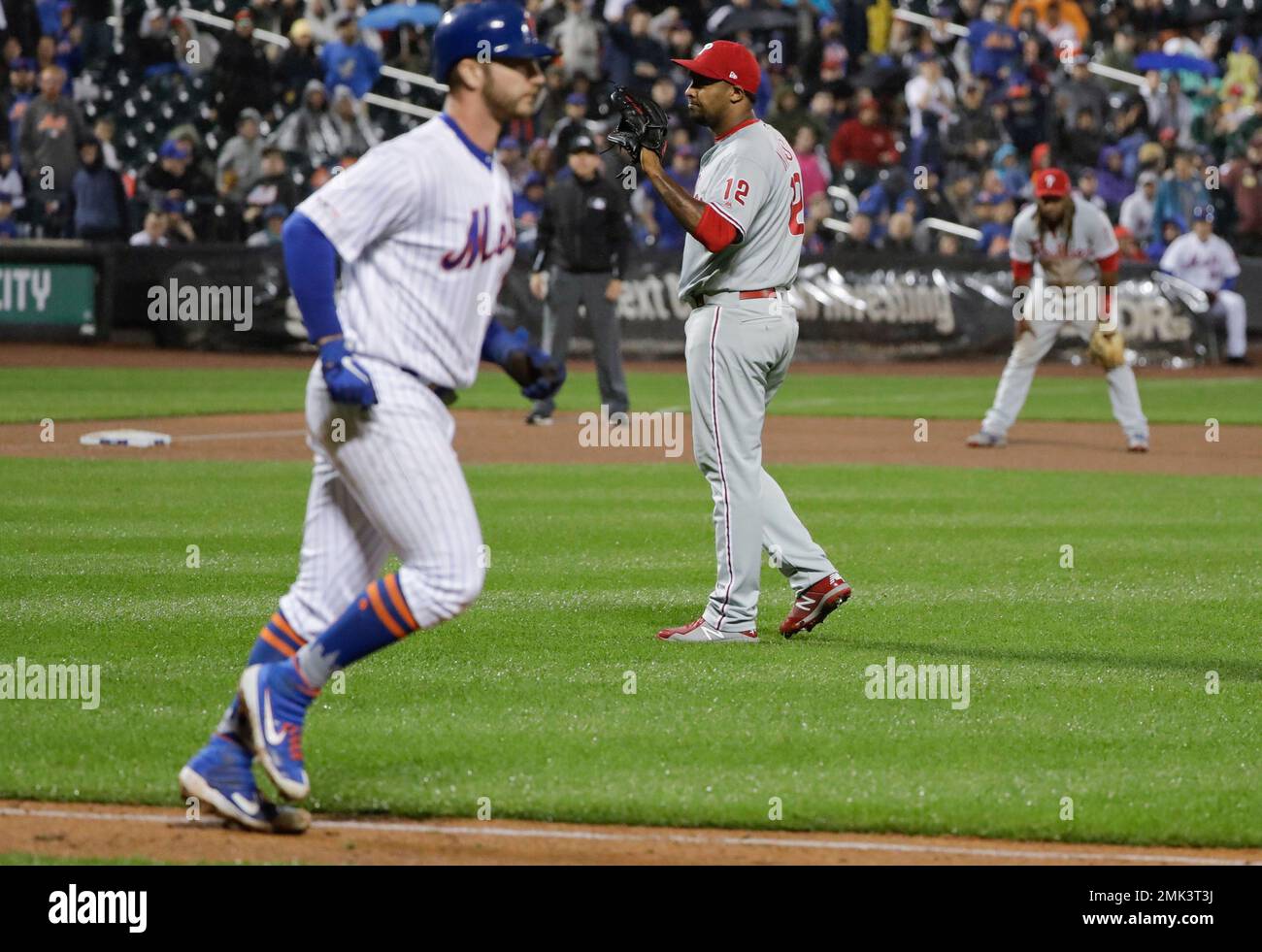 Philadelphia Phillies relief pitcher Juan Nicasio, center, reacts after ...