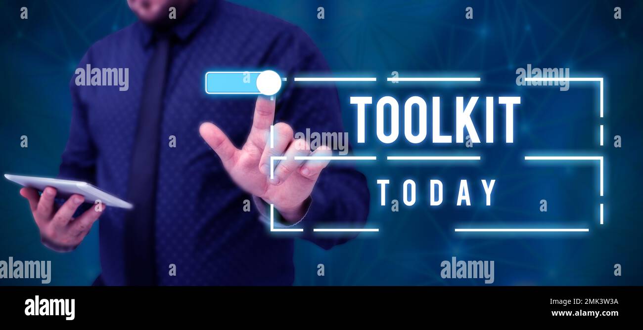 Conceptual display Toolkit. Business idea set of tools kept in a bag or ...