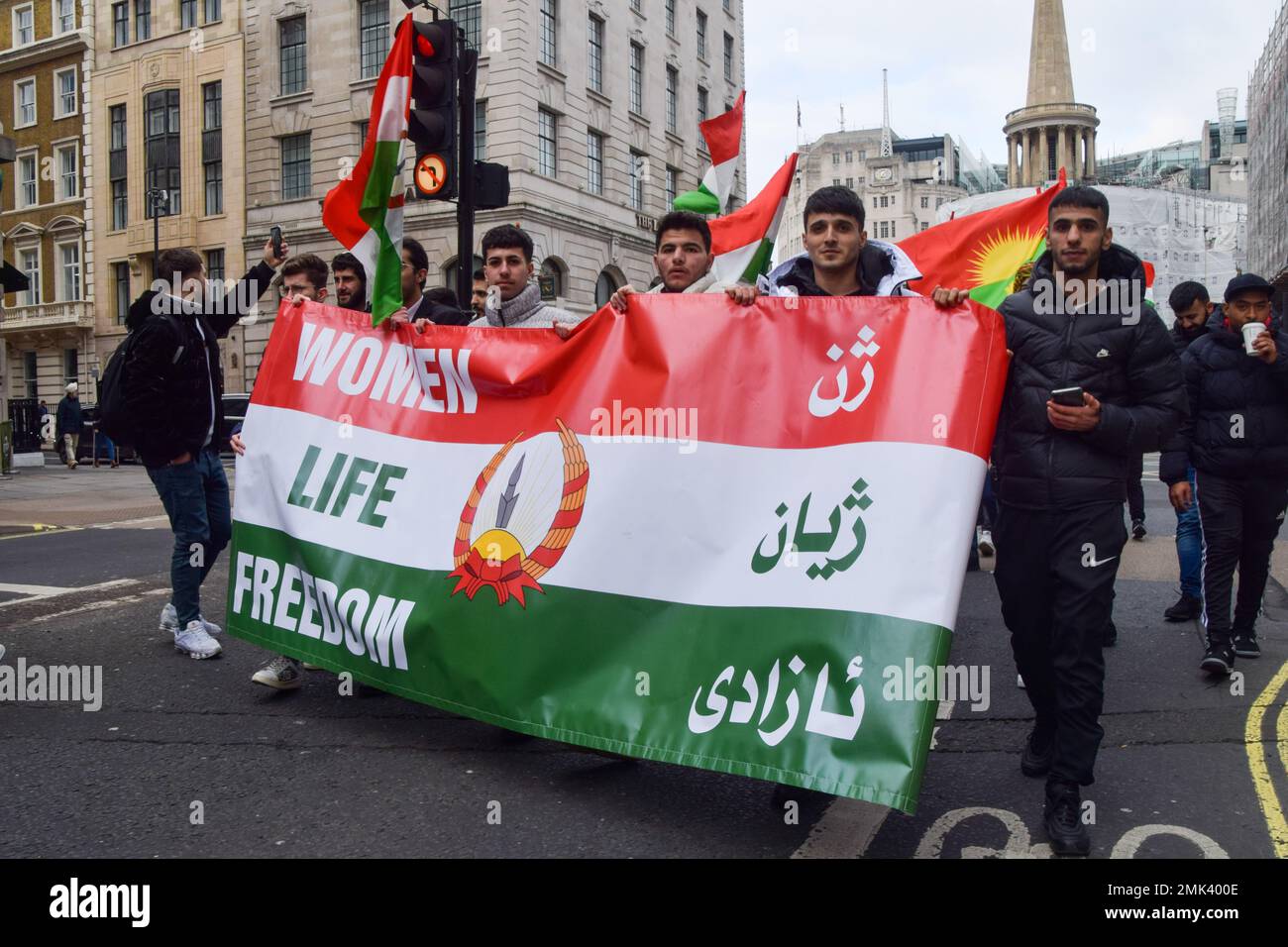 London, England, UK. 28th Jan, 2023. Protesters hold a Republic of ...