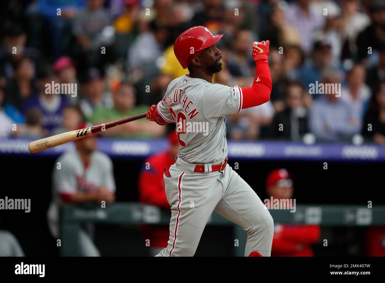 Philadelphia Phillies center fielder Andrew McCutchen (22) in the fifth ...
