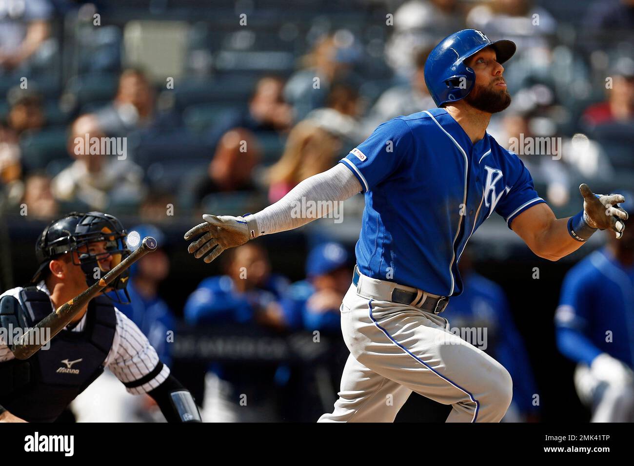 Kansas City Royals' Alex Gordon watches his three-run home run during ...