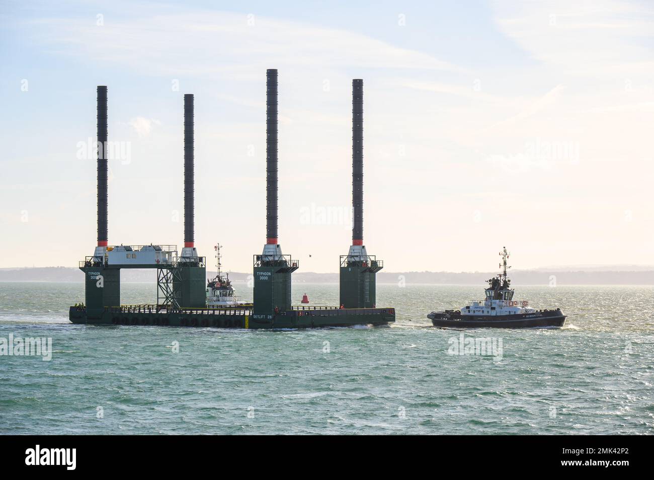 The jack-up barge Typhoon is used by the Royal Navy for ship ...