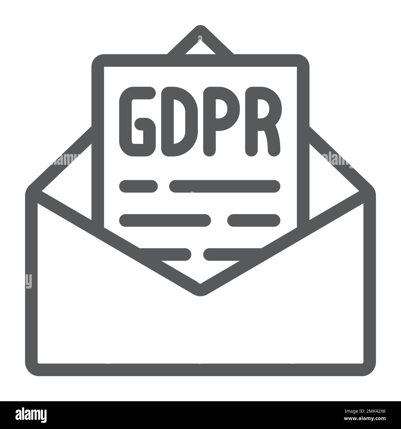 GDPR message line icon, privacy and protect, envelope sign, vector ...