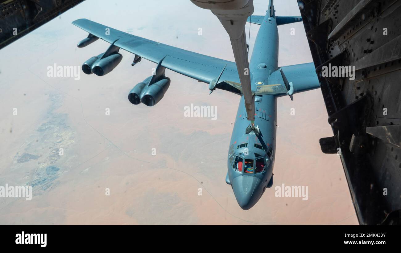 A U.S. Air Force B-52H Stratofortress, assigned to the 5th Bomb Wing ...