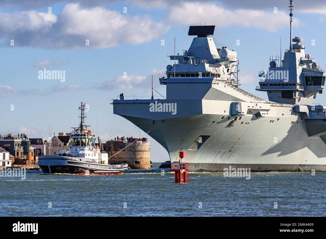 The Damen ART 8032 rotor-tug SD Tempest escorting the Royal Navy ...