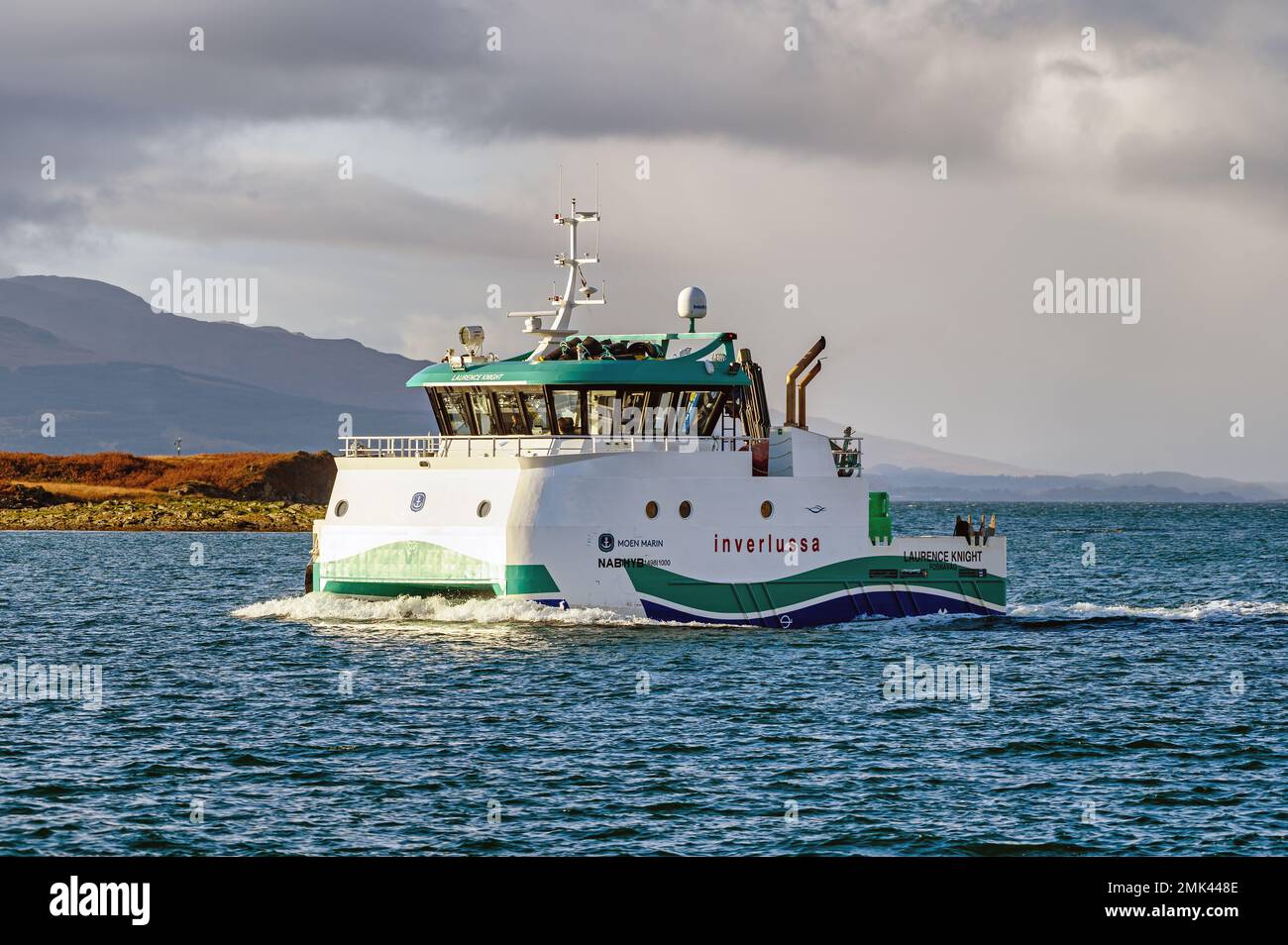 Inverlussa Marine Services' hybrid-powered fish farm vessel Laurence ...