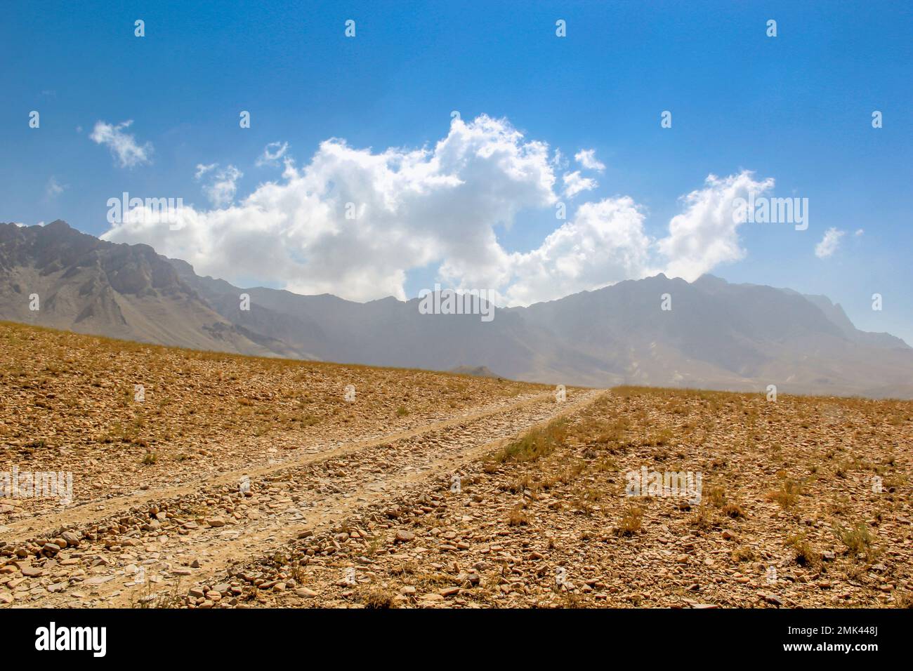 Desert with mountains. Panorama of a desert in Afghanistan with ...