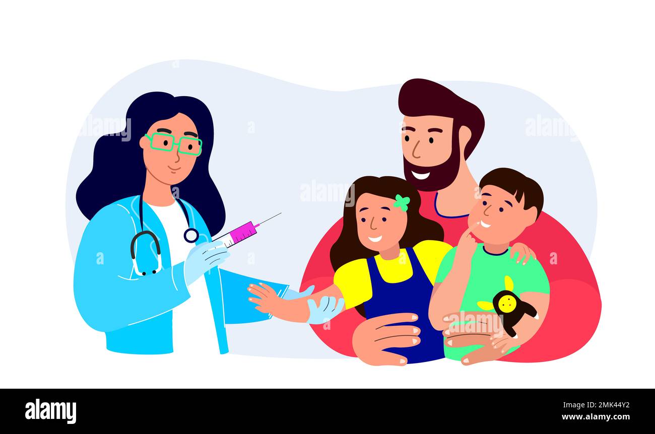 Female Nurse Pediatrician Doctor Vaccinate Children.COVID pandemic ...