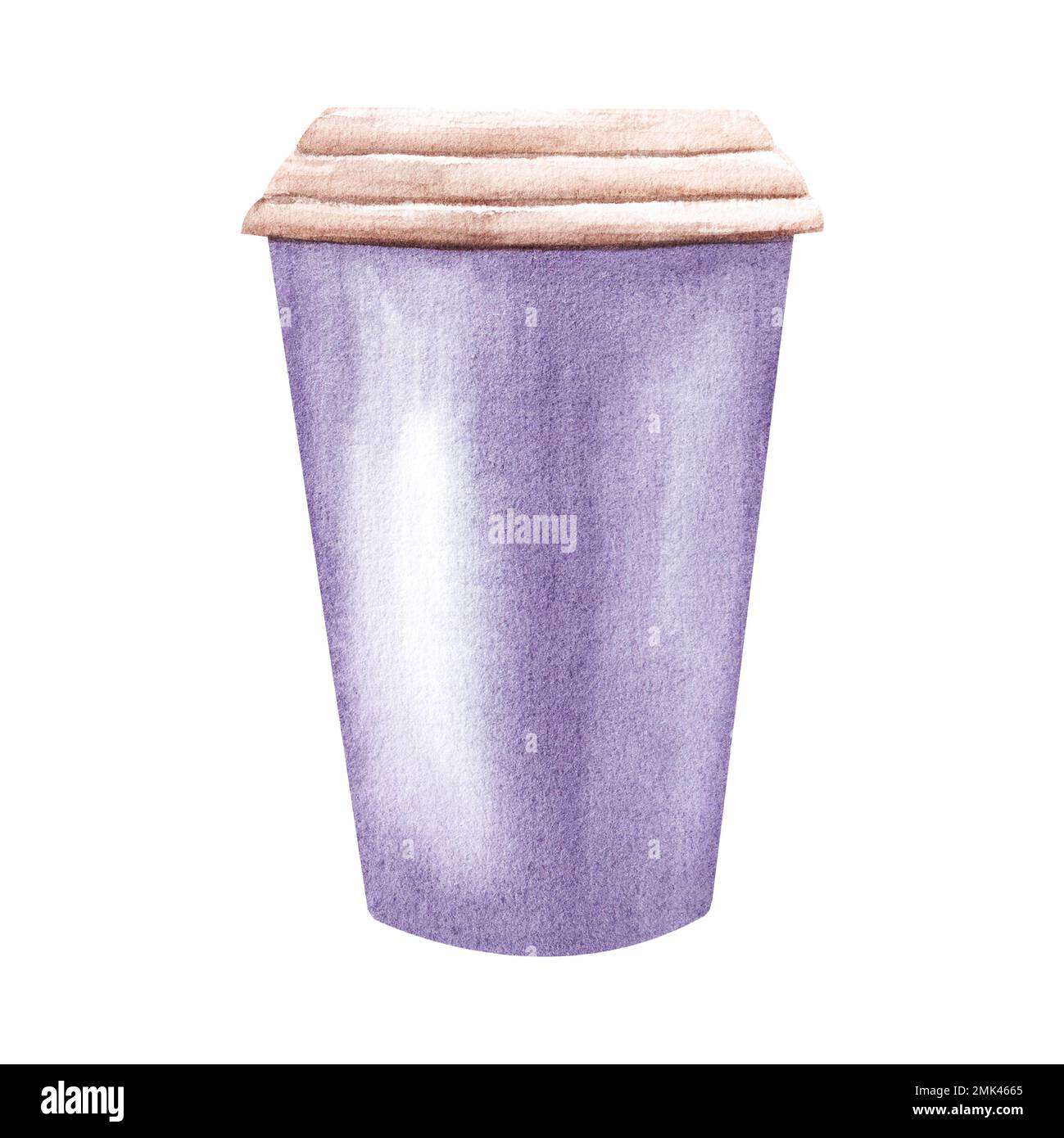 Cardboard glass of coffee painted in watercolor isolated on white ...