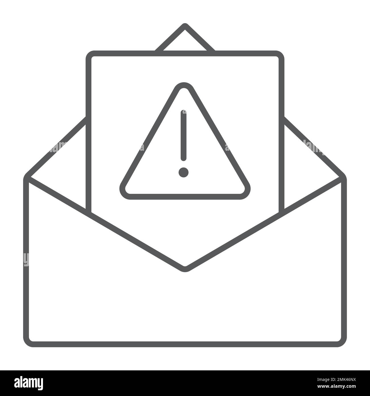 Spam warning thin line icon, letter and email, alert mail sign, vector ...