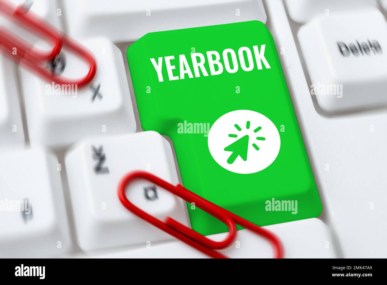 Conceptual caption Yearbook. Word Written on publication compiled by ...