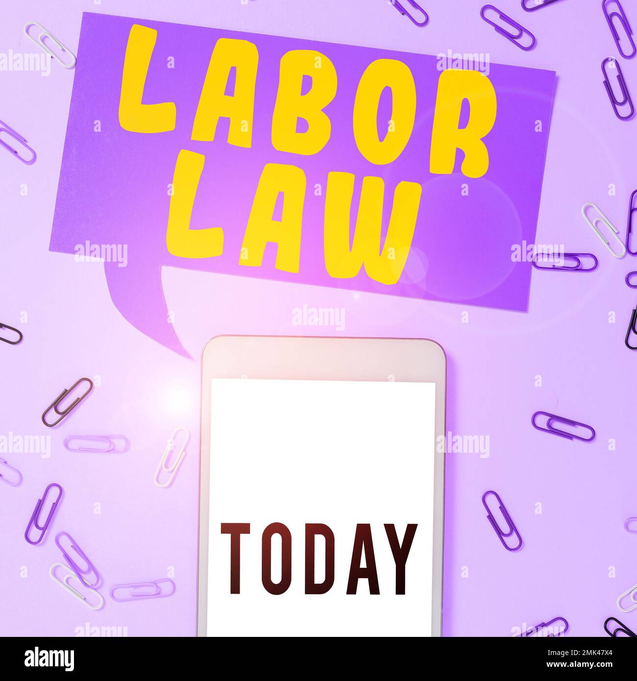 Sign displaying Labor Law. Business concept rules relating to rights ...