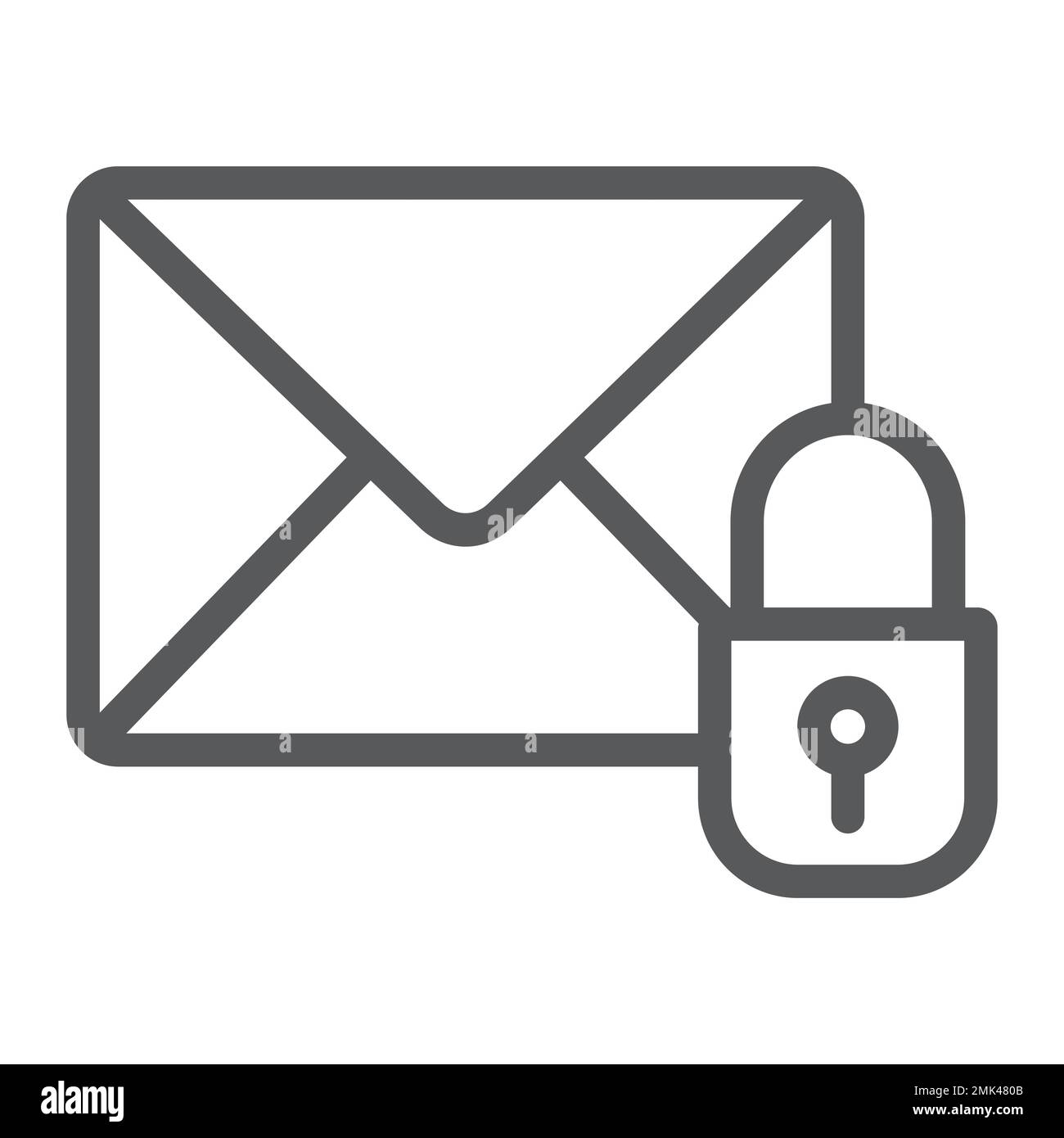 Email protection line icon, mail and security, envelope sign, vector graphics, a linear pattern ...