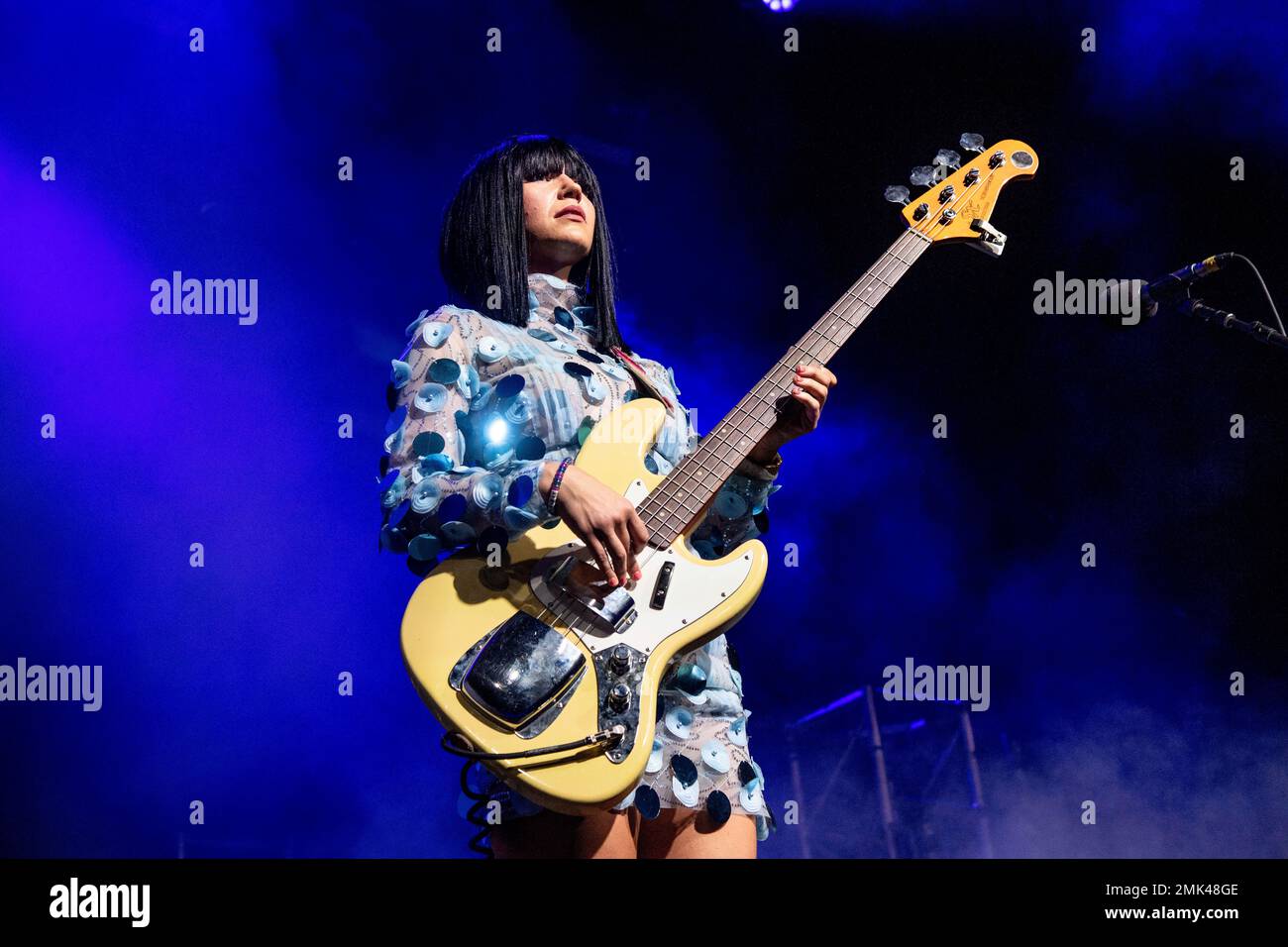 Laura Lee of Khruangbin performs at the Coachella Music & Arts Festival at the Empire Polo Club ...