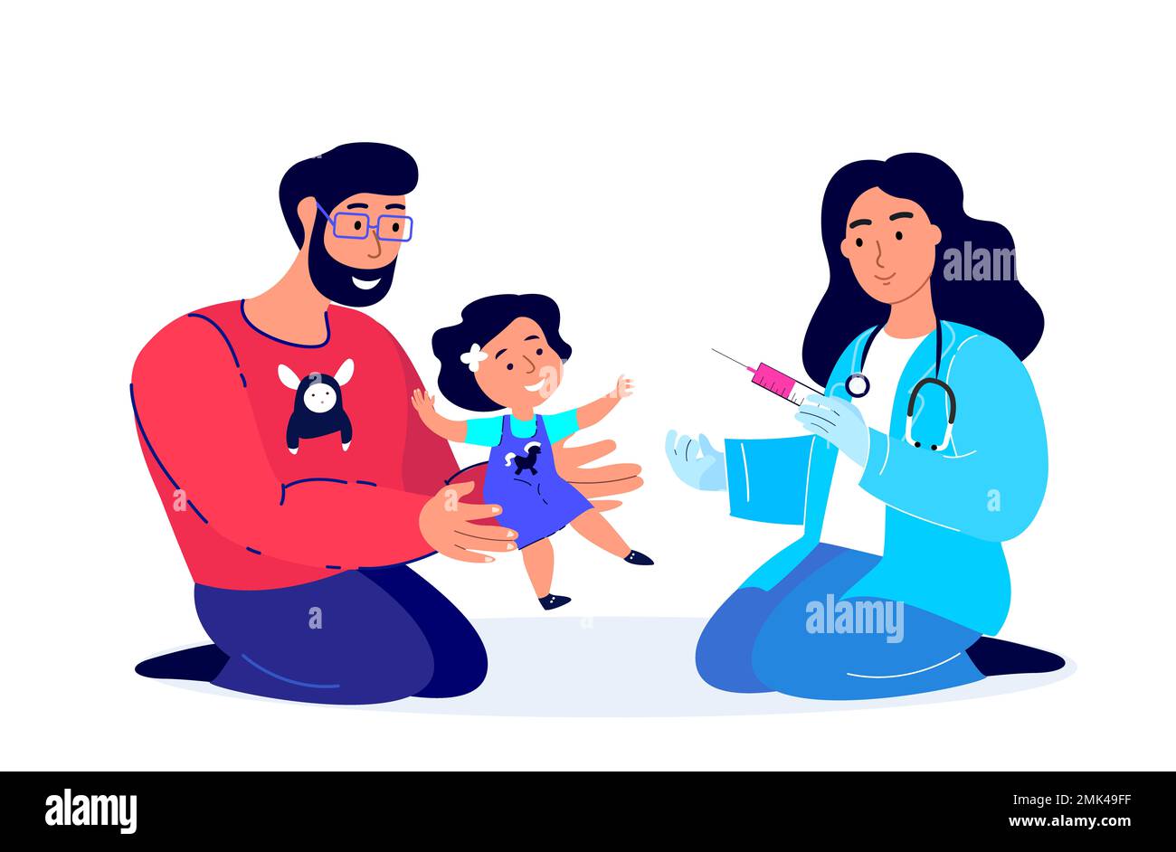 Female Pediatrician Doctor Vaccinate a Child Girl.Inoculation Concept ...