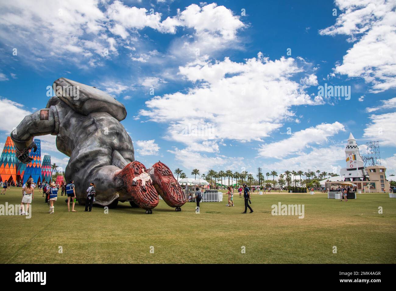 Festival goers seen with Overview Effect an art installation at the ...