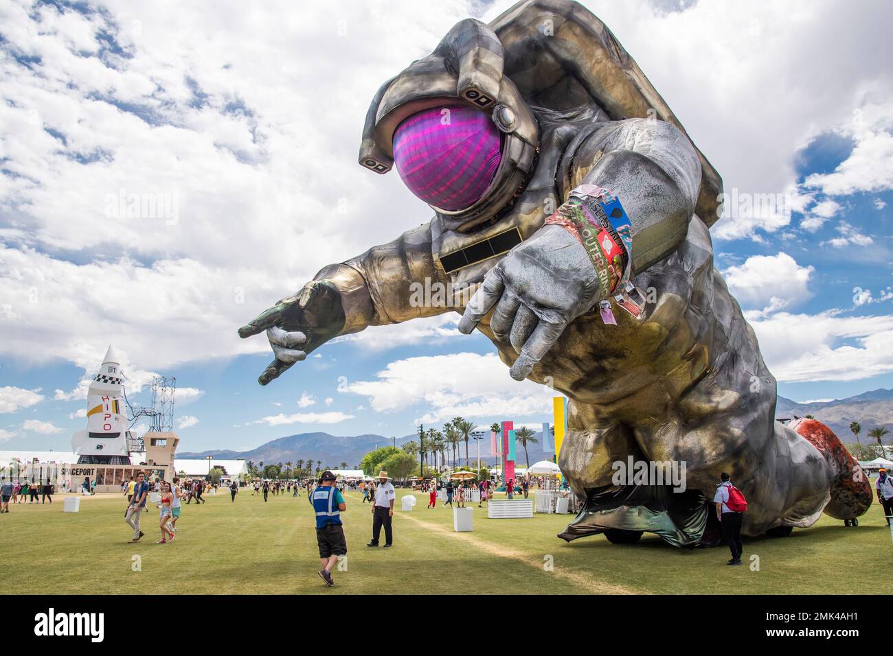 Festival goers seen with Overview Effect an art installation at the ...