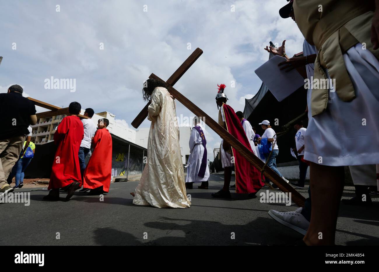 Jose Fuentes plays the part of Jesus during a Good Friday procession in ...