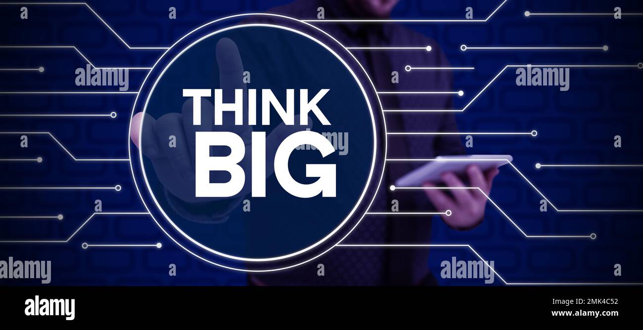 Conceptual display Think Big. Word for To plan for something high value ...