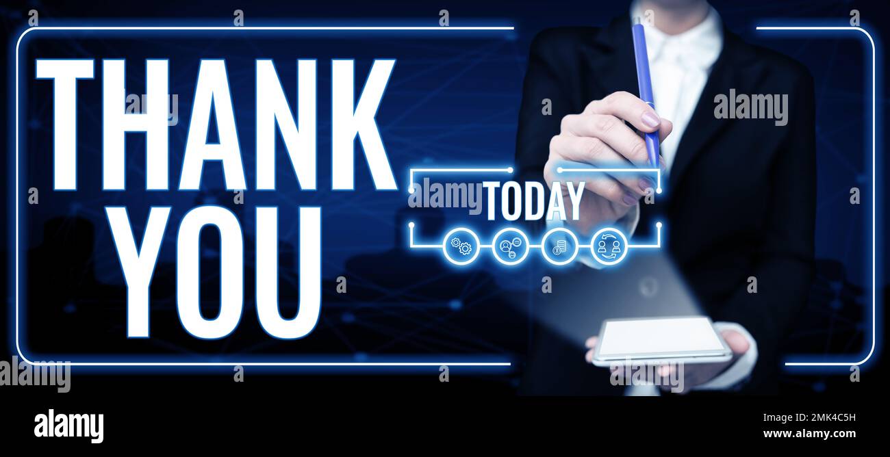 Inspiration showing sign Thank You. Business approach replaying on ...